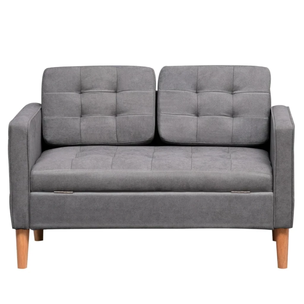 2-zitsbank Stoffen Bank Dubbele Bank Afneembaar Met Kussens Rubber Hout ...